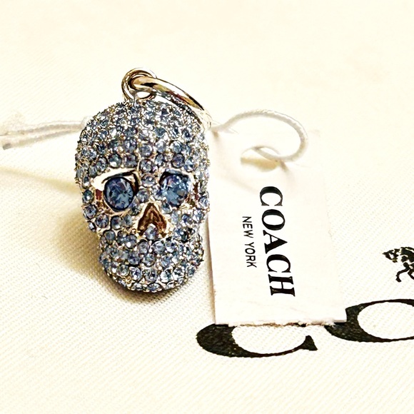 Coach | Jewelry | Rare Coach Skull With Blue Swarovski Crystals ...